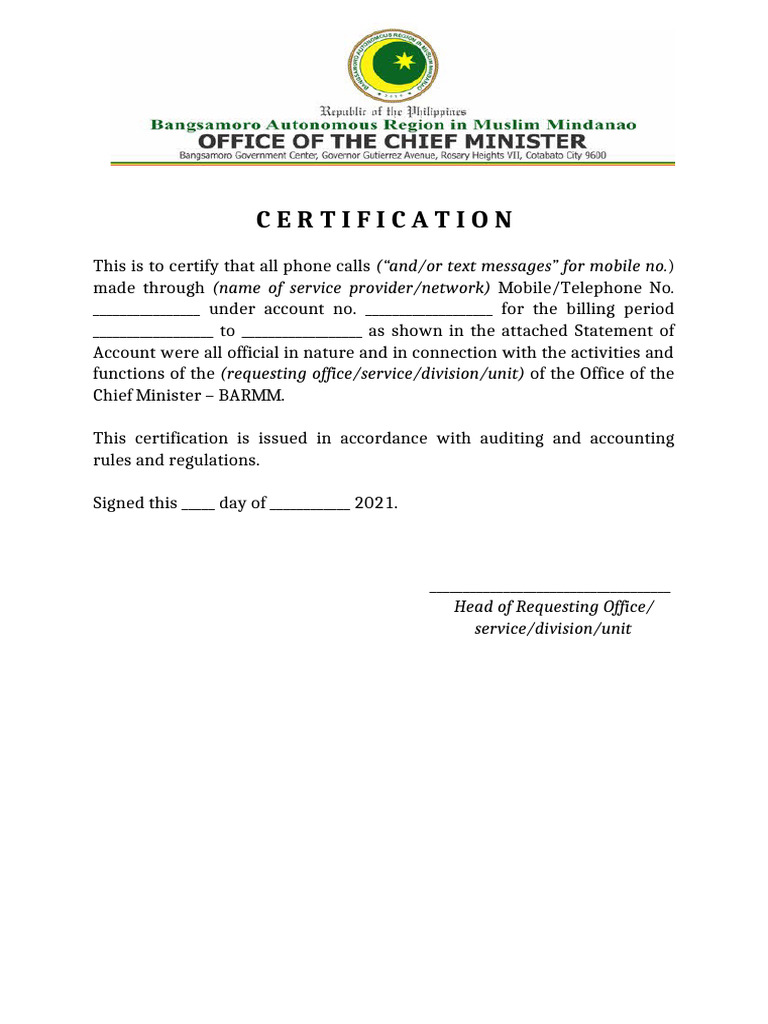 Official Call Certification Document | PDF