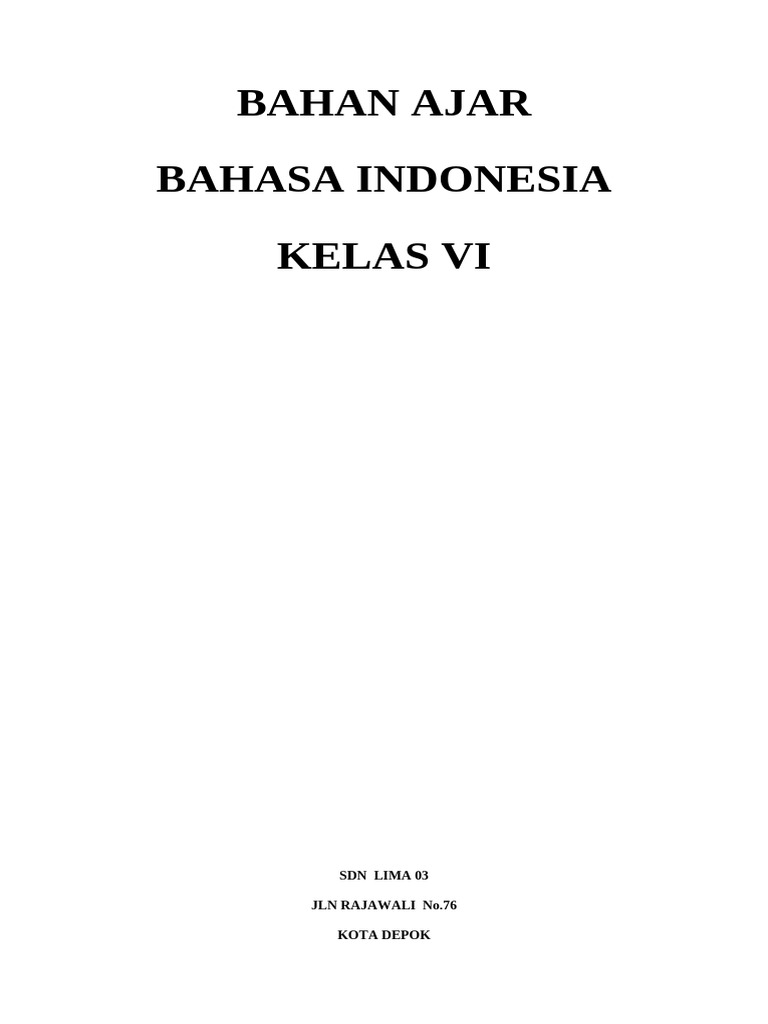 Bahan Ajar Bahasa Indonesia | PDF