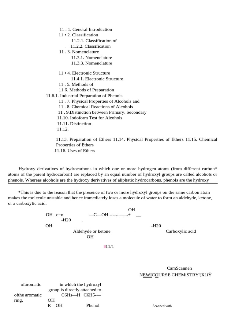 Alcohol Phenol And Ethers Pdf Ether Chemical Bond