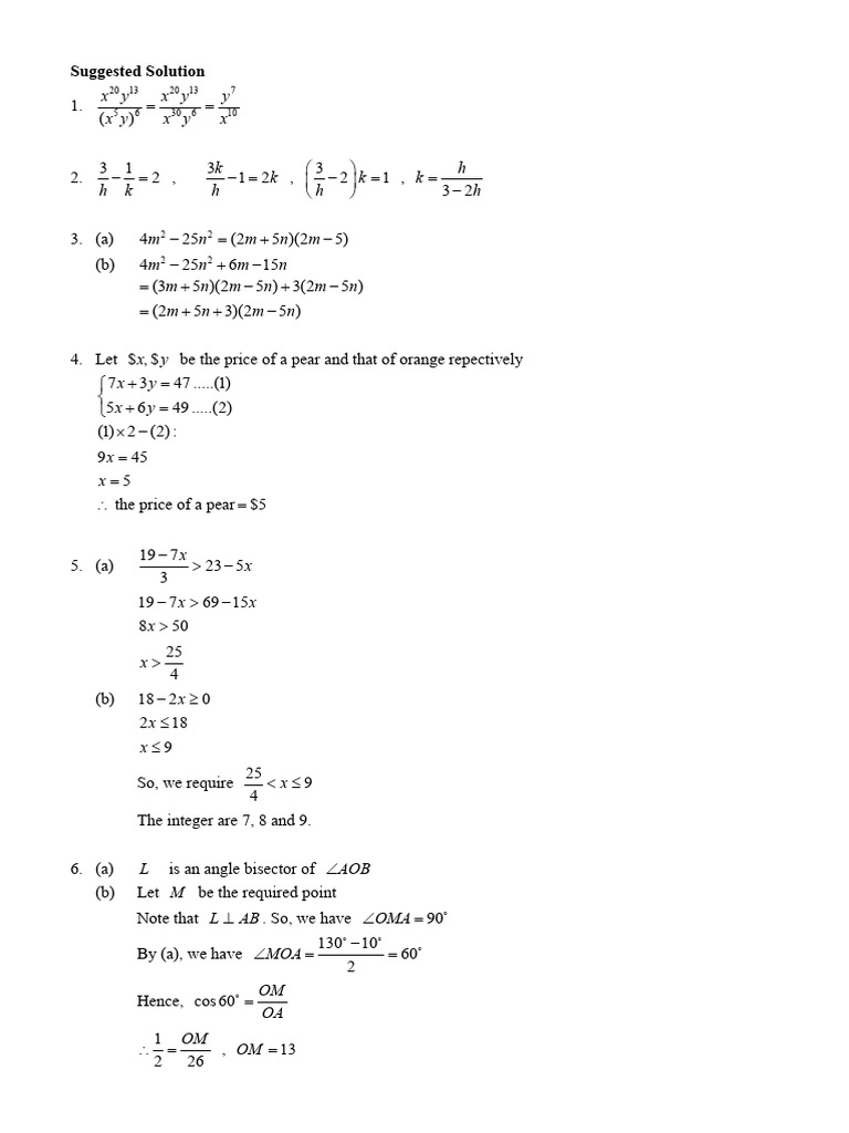 2013 DSE Mathematics CP Paper 1 Suggested Solution (Altnative Sol) PDF ...