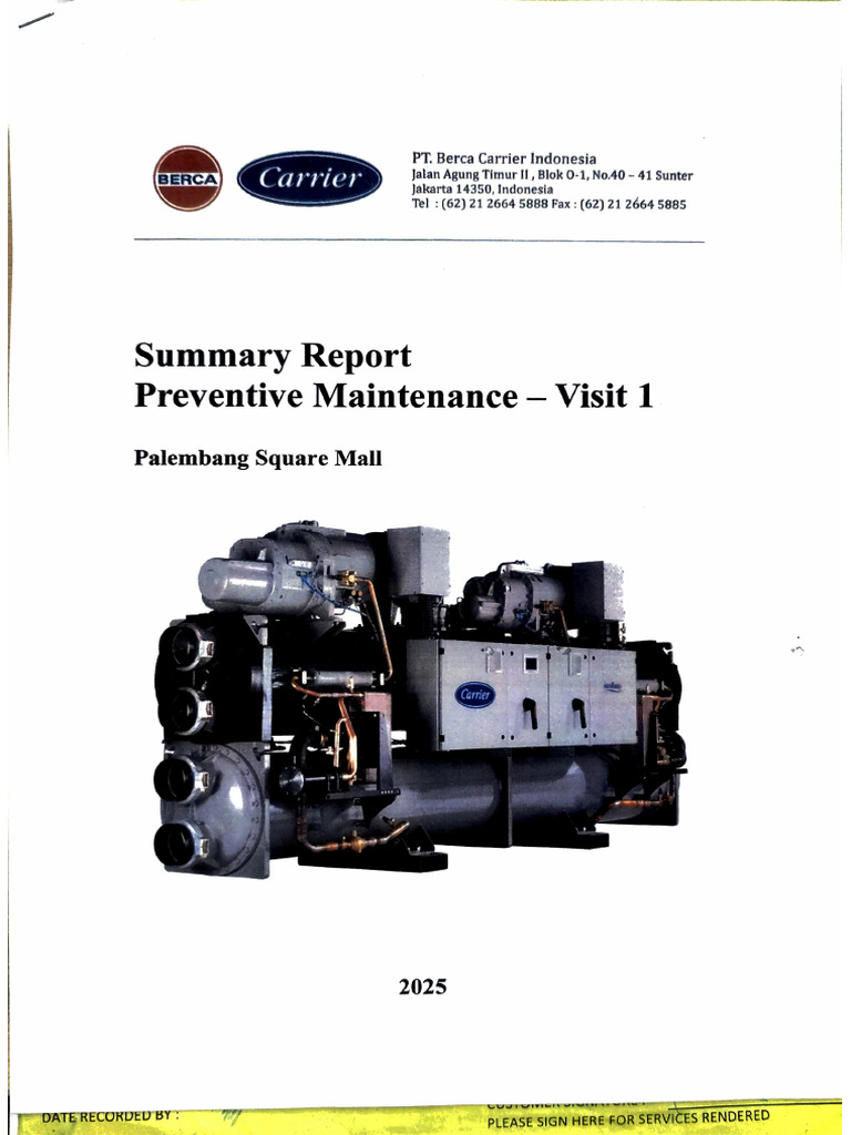 Report Chiller Carrier Visit 1 | PDF