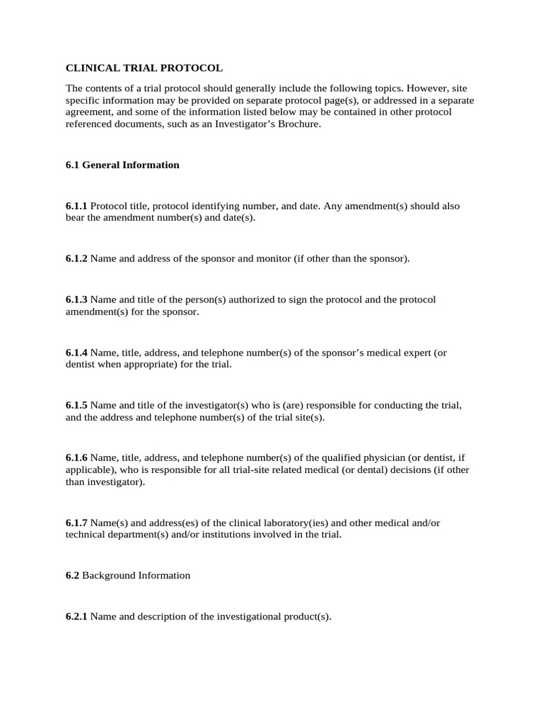 Clinical Trial Protocol Overview | PDF | Clinical Trial | Medicine