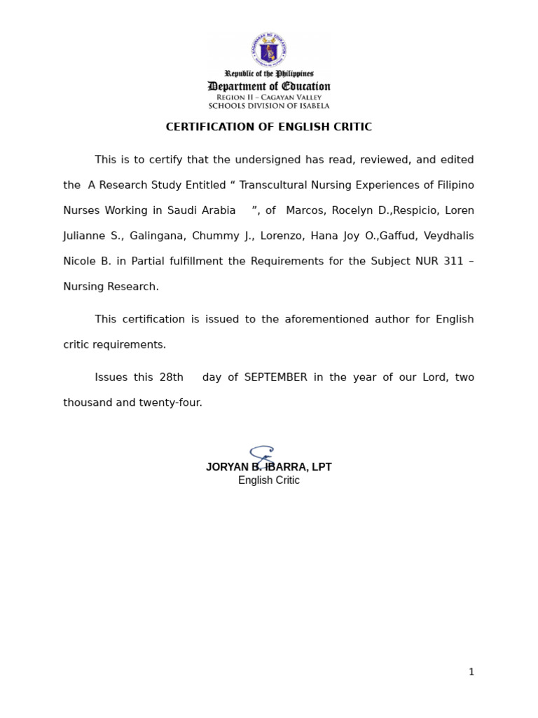 Certificate of English Critic | PDF