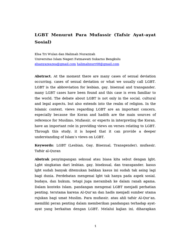 Pandangan Mufassir tentang LGBT dalam Islam | PDF