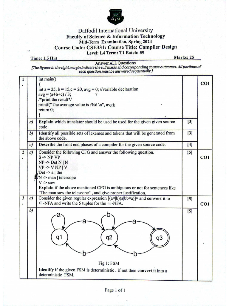 42 Mid Compiler Design | PDF
