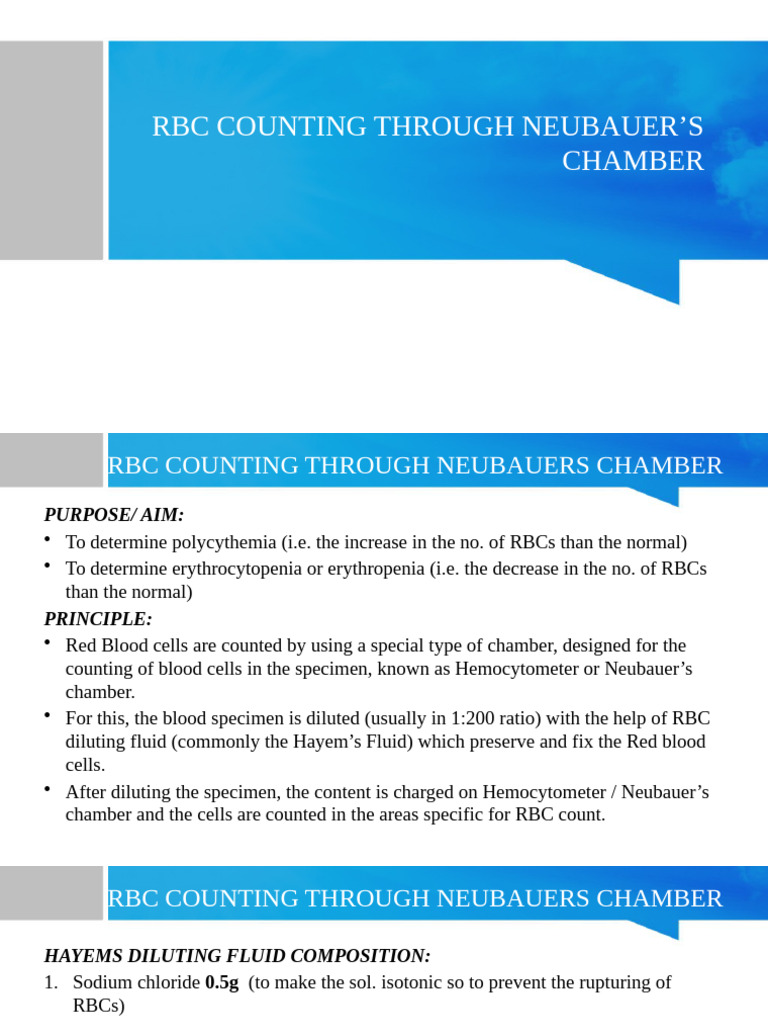 RBC Neubar Chamber | PDF | Red Blood Cell | Blood