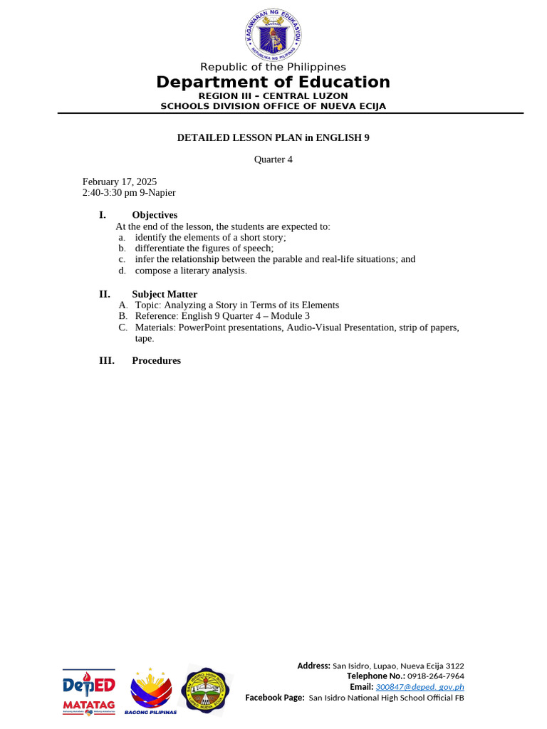 Lesson Plan: Analyzing Short Stories | PDF | Human Communication | Learning