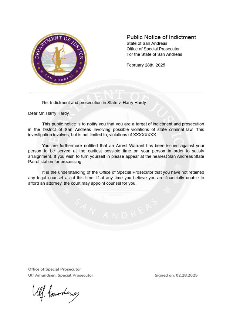 Public Notice of Indictment - Harry Hardy | PDF