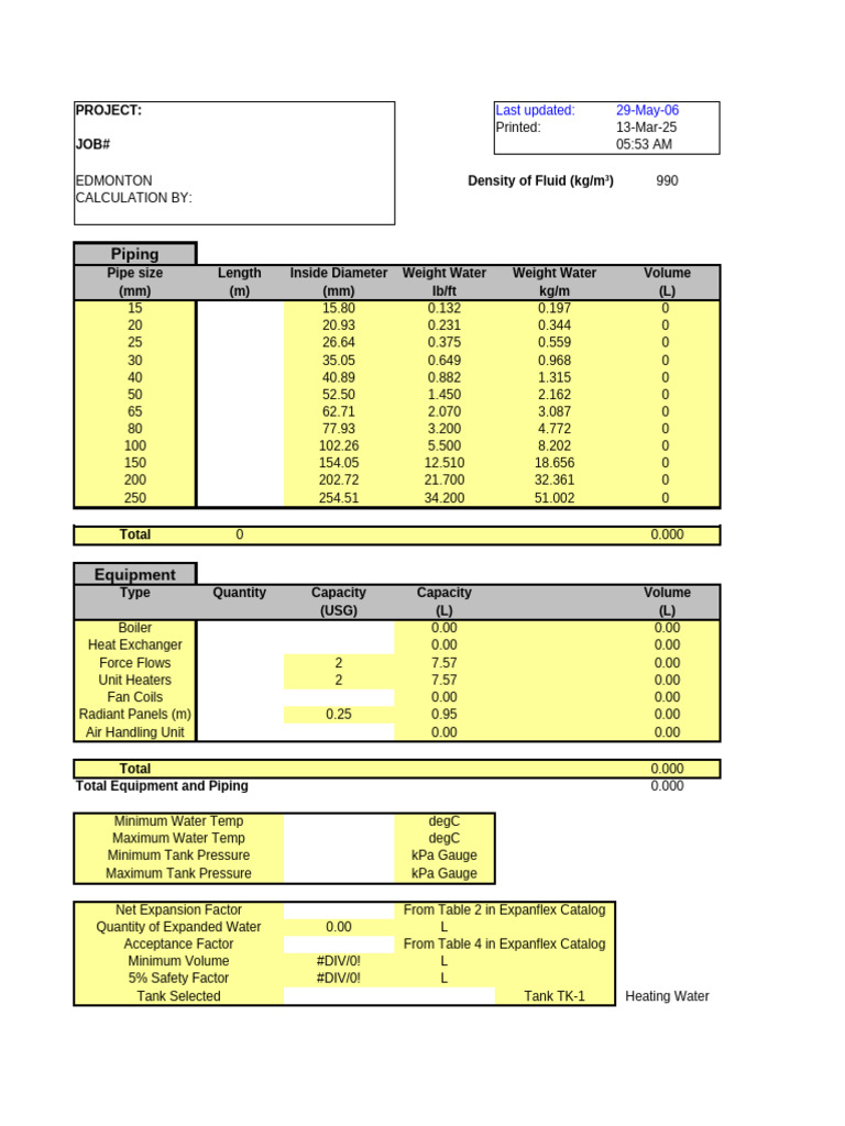 Expansion Tank Calculation | PDF | Heat Exchanger | Pressure