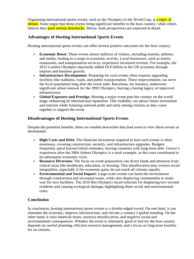Organizing International Sports Events | PDF | Tourism | Infrastructure