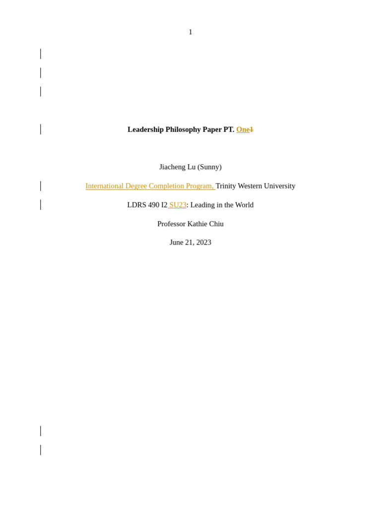 Jiacheng Lu-Leadership Philosophy Paper PT. 1-GRADED | PDF | Citation ...