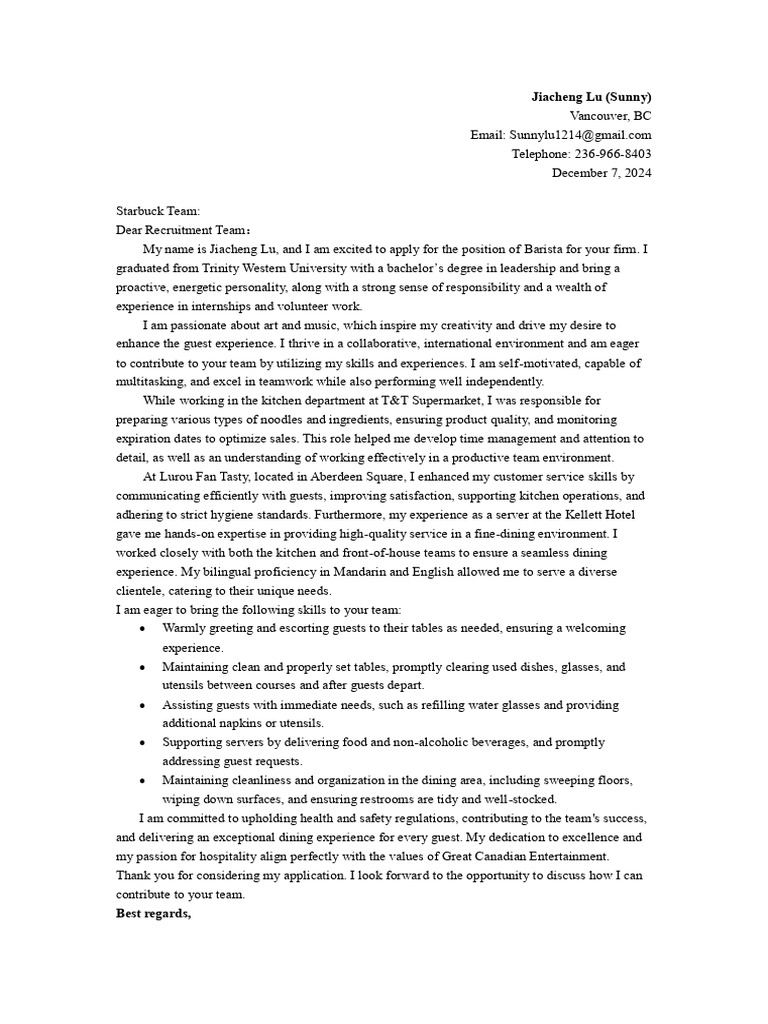 Barista Application by Jiacheng Lu | PDF