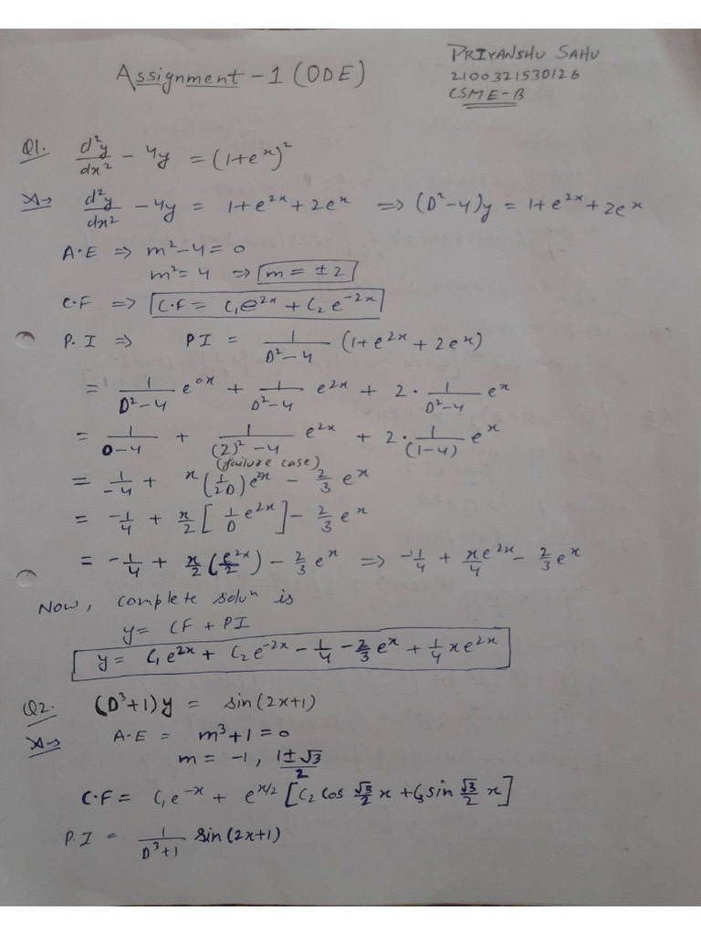 Priyanshu Sahu CSME-B ASSIGNMENT 1 mathematics | PDF