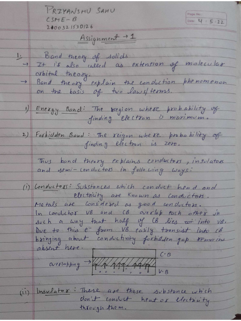 Priyanshu Sahu CSME-B ASSIGNMENT 1 Chemistry | PDF