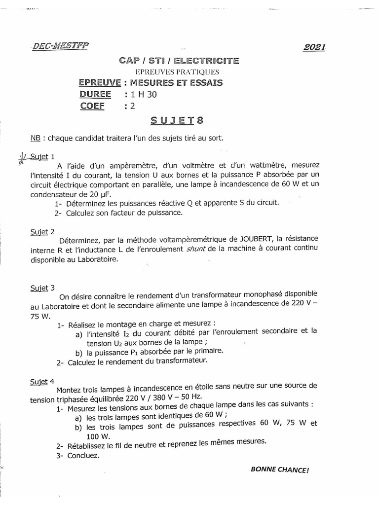 Sujet Cap Mel 2021 | PDF