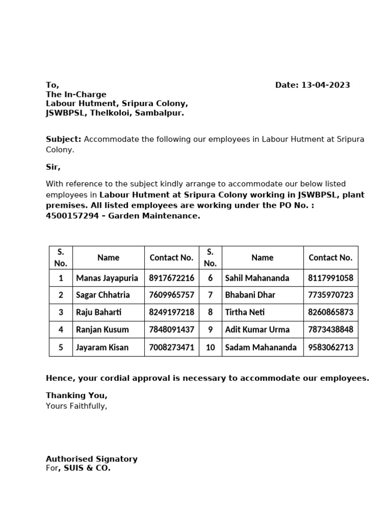 Request For Employee Accommodation Pdf