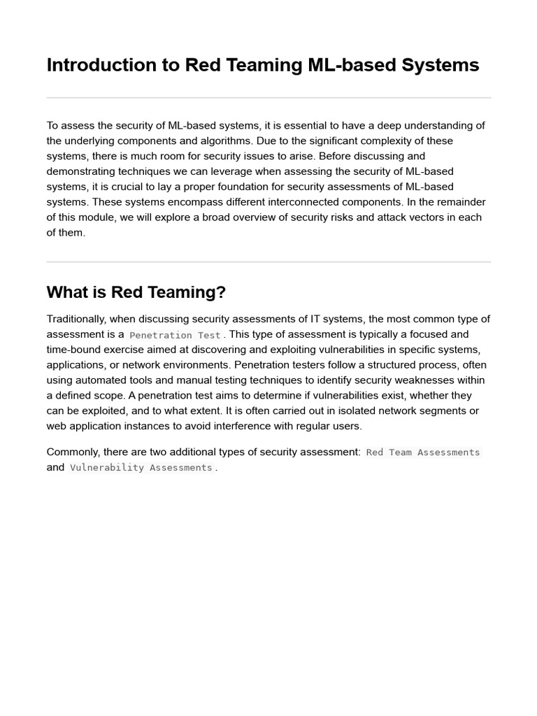 3. Introduction to Red Teaming AI | PDF | Security | Computer Security