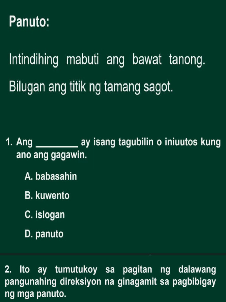 Pagsasanay Sa Pagsunod Sa Panuto | PDF