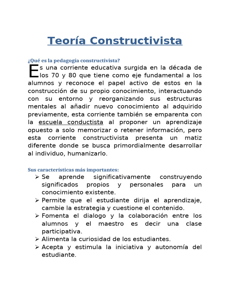 Autores del Constructivismo Educativo | PDF | Constructivismo ...