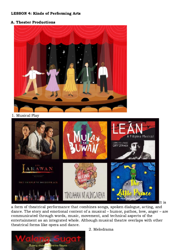 Types of Performing Arts Explained | PDF | Dances | Orchestras