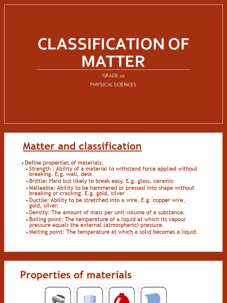 Classification of Matter in Physical Science | PDF | Mixture | Chemical ...