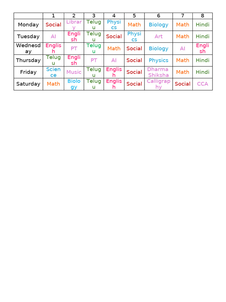 Time Table | PDF