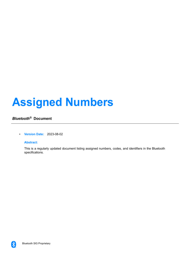 Assigned Numbers | PDF | Bluetooth | License Assigned Numbers | PDF | Bluetooth | License