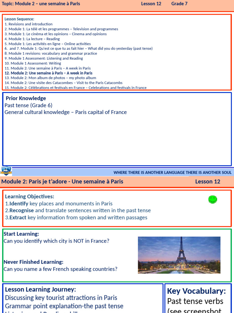 Grade.7.Module 2.L2.Une Semaine À Paris.A Week in Paris | PDF ...