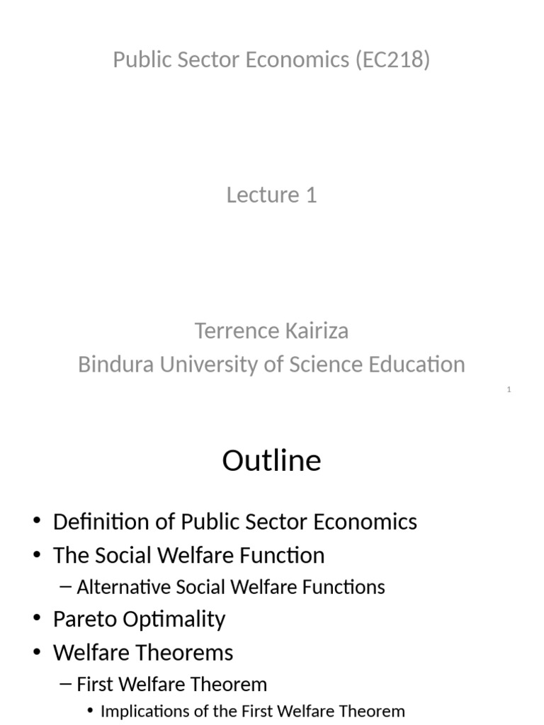 EC - 218 - Lecture - 1-2 Public Sector | PDF | Monopoly | Welfare Economics