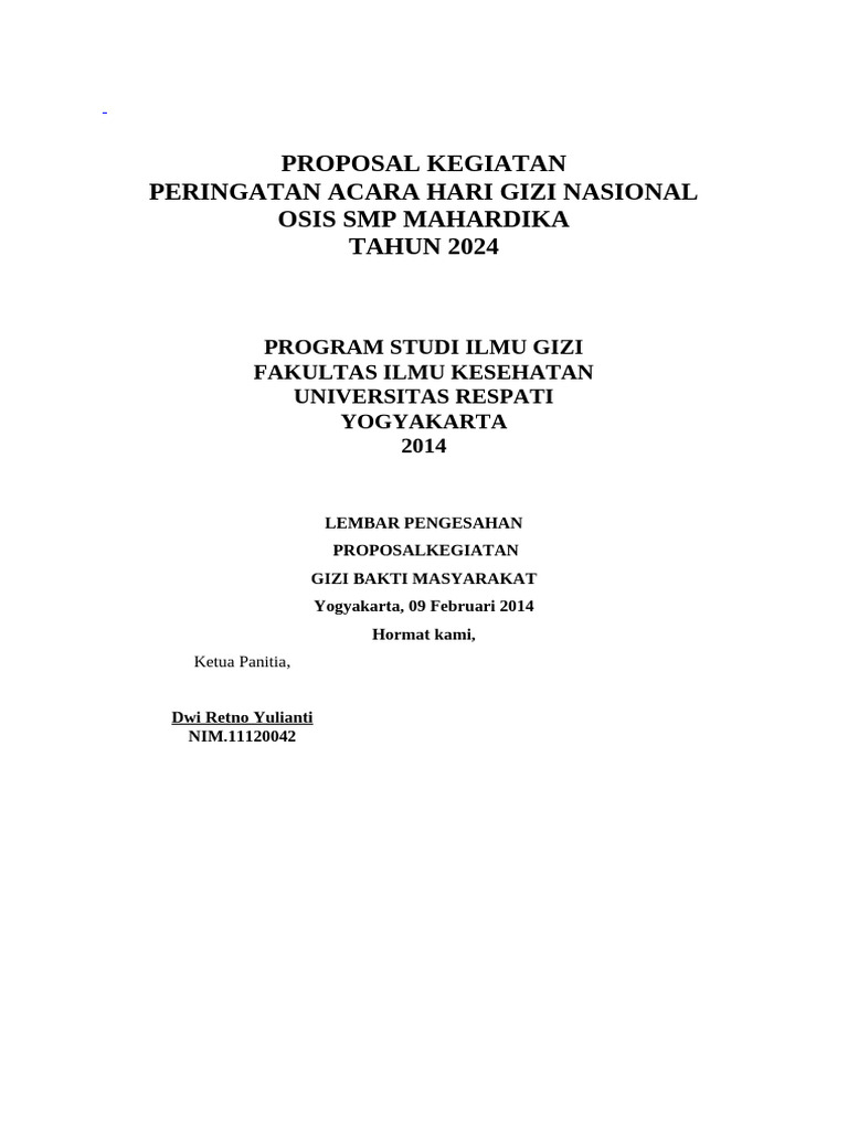 Proposal Kegiatan Gizi Bakti Masyarakat | PDF