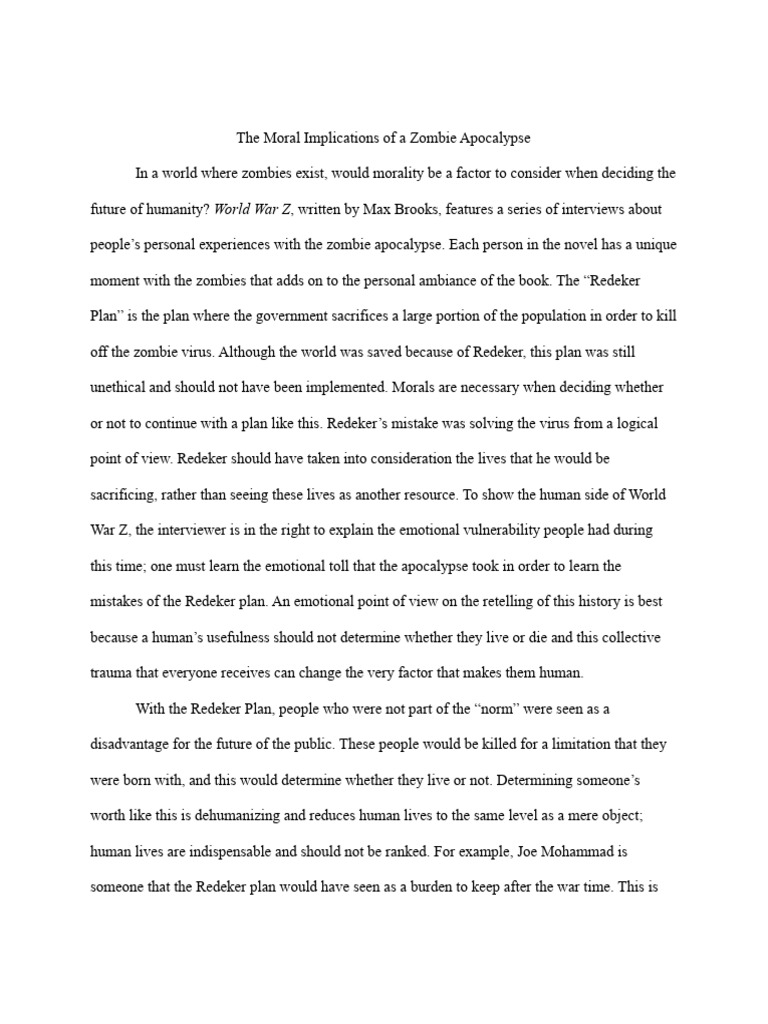 The Moral Implications of A Zombie Apocalypse | PDF | Psychological ...