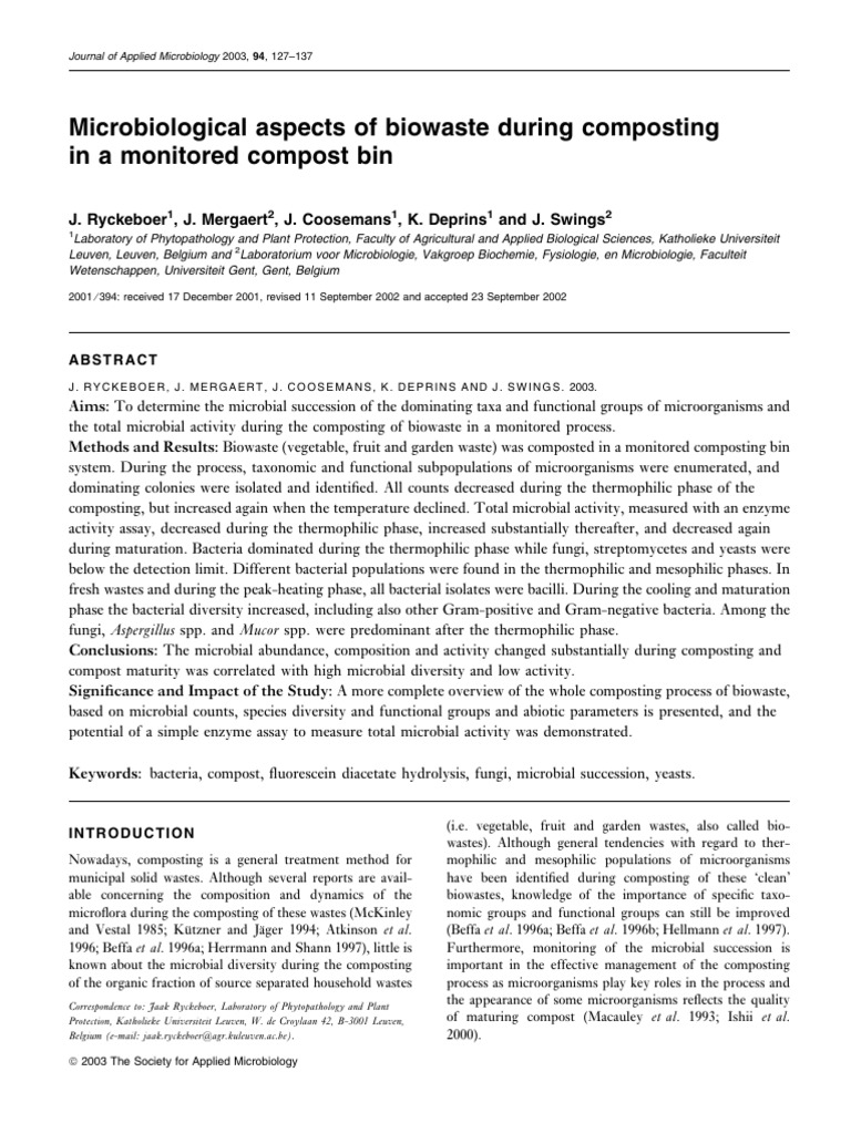 Microbial Dynamics in Biowaste Composting | PDF | Microorganism | Compost