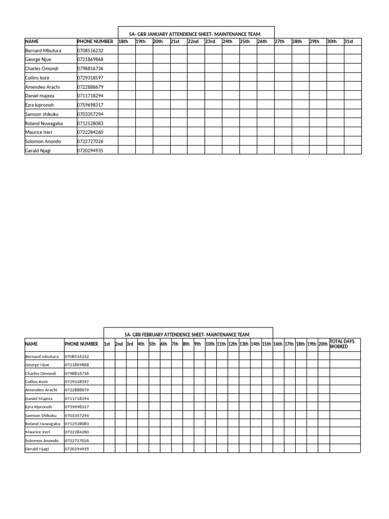 Copy of skyline attendance Jan | PDF