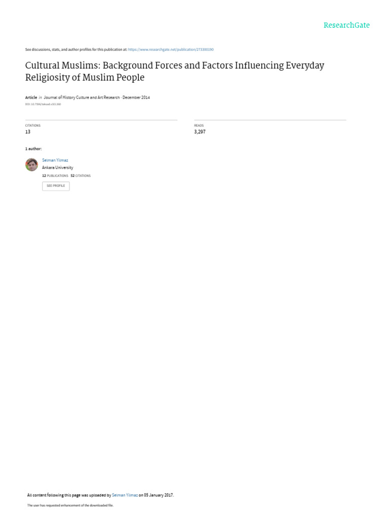 Cultural Muslims Background Forces and Factors Influencing Everyday ...