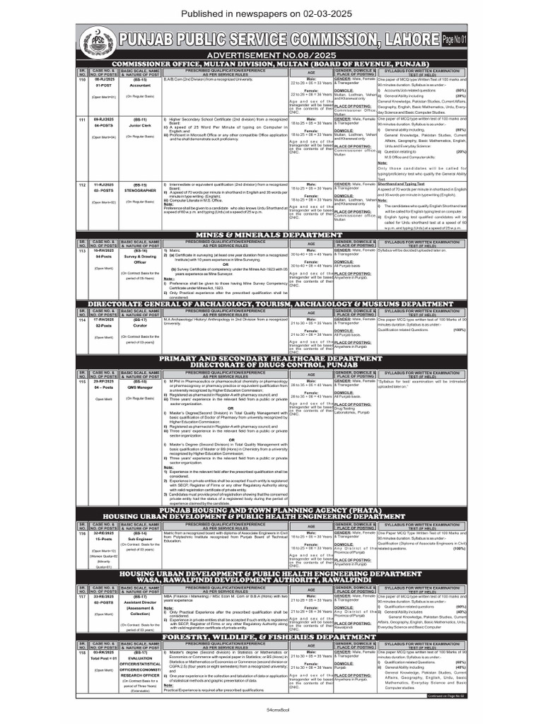 Advt No-08-2025 02-03-2025 X7 Version | PDF