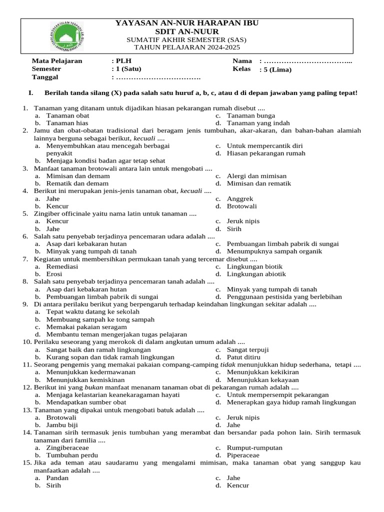 Sas PLH Kelas 5 | PDF