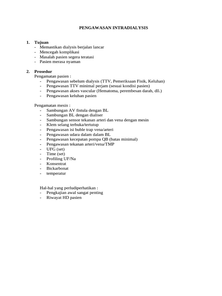 PENGAWASAN INTRADIALYSIS | PDF