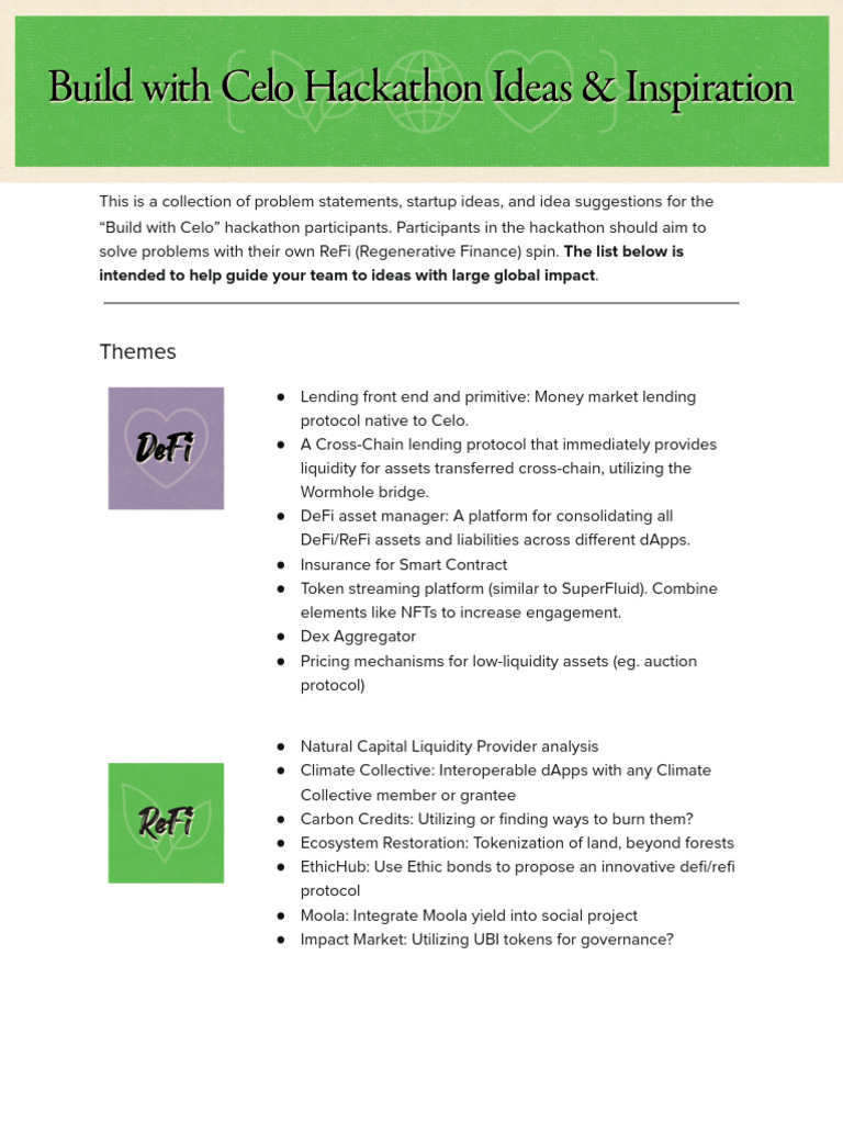 2.0 Build With Celo Hackathon Inspiration11ee984 | PDF