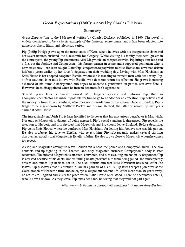 1- Great Expectations_Summary | PDF | Great Expectations | Estella (Great Expectations)