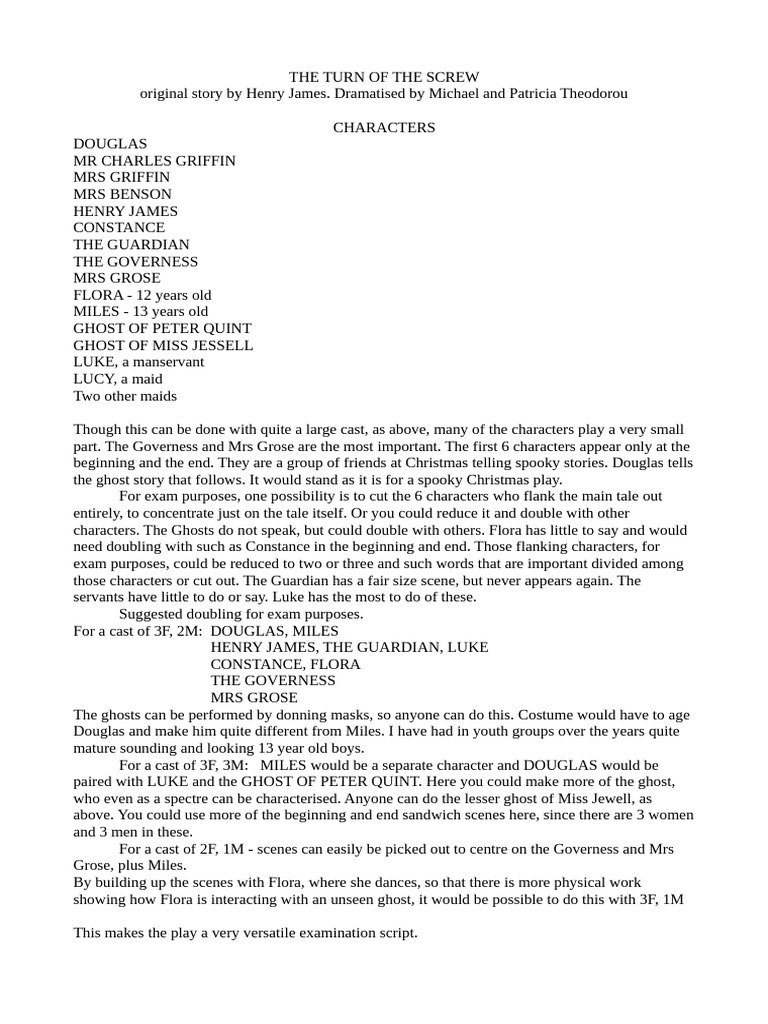 The Turn of the Screw Play Adaptation | PDF