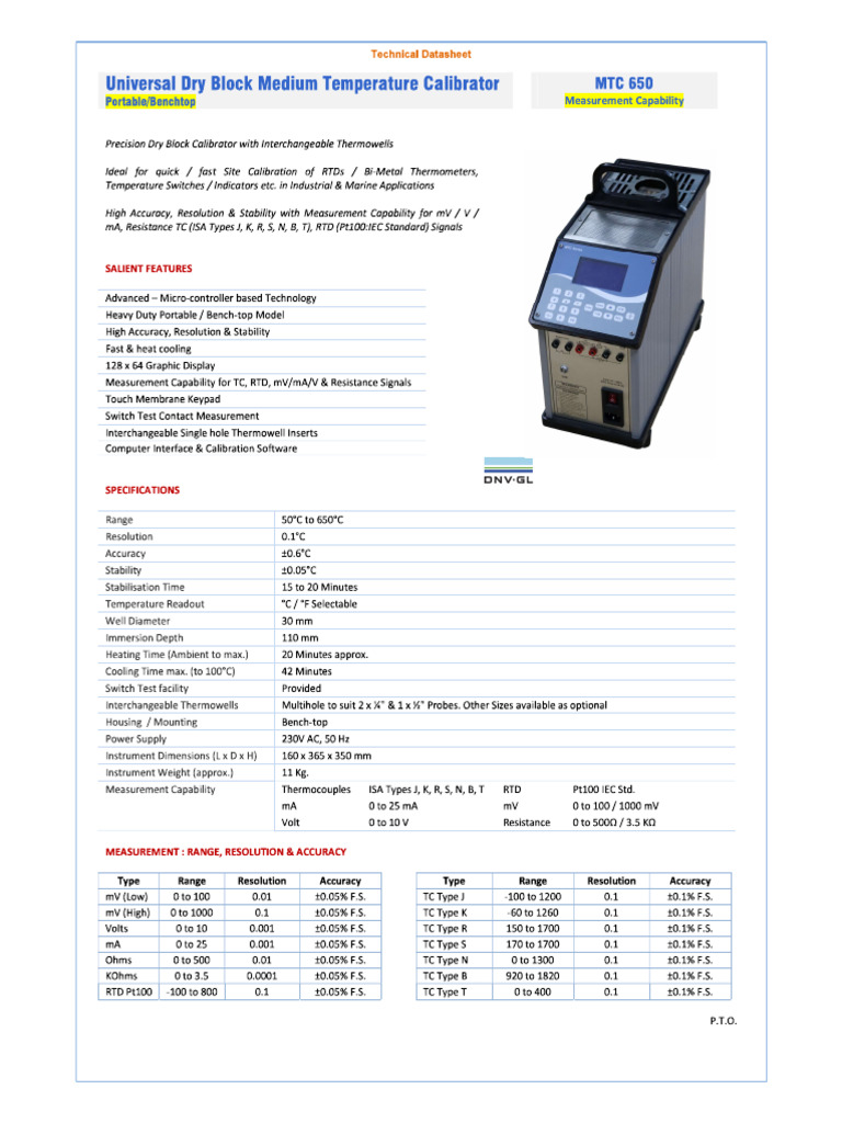 MTC-650 Temp Calibrator | PDF