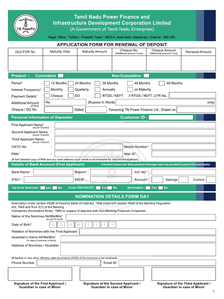 TNPFC Renewal Form 2025 | PDF