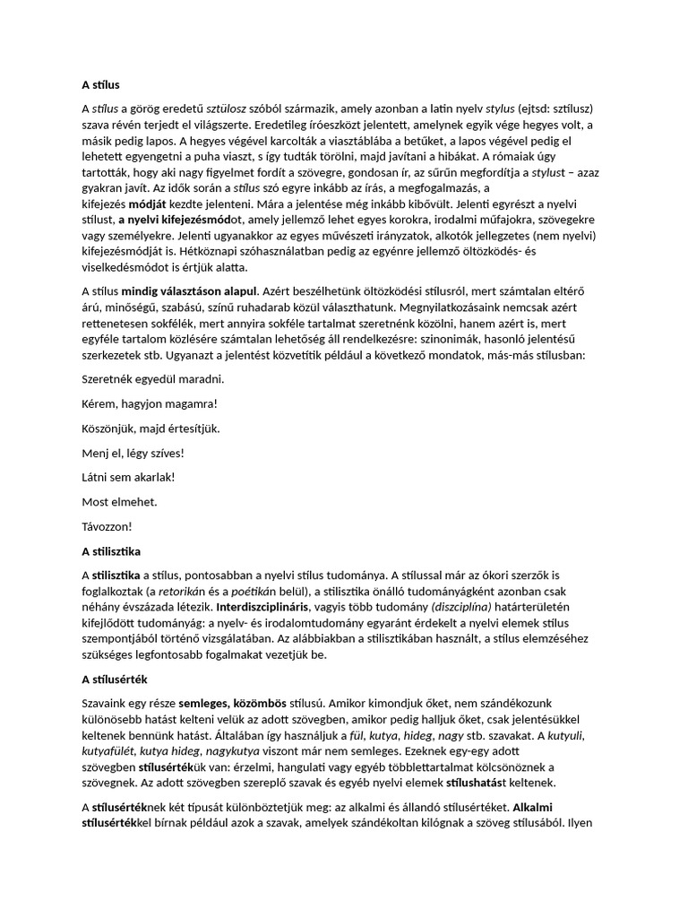 A Stílus | PDF