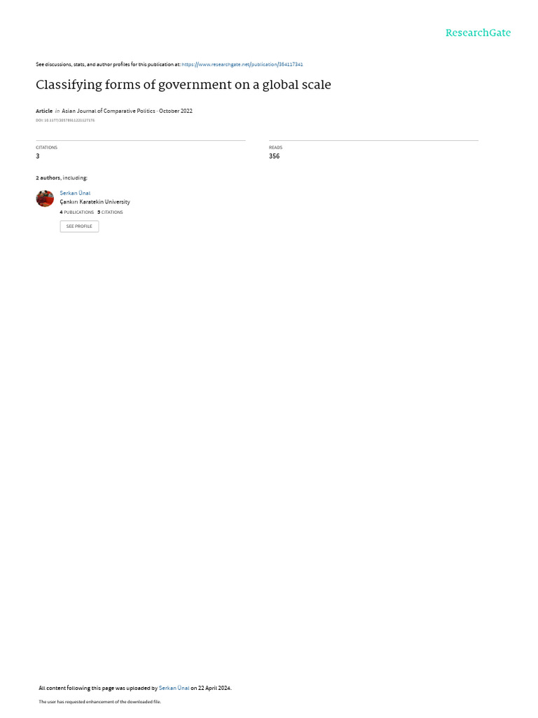 Classifying Forms of Government on a Global Scale | PDF | Heads Of State | Prime Minister