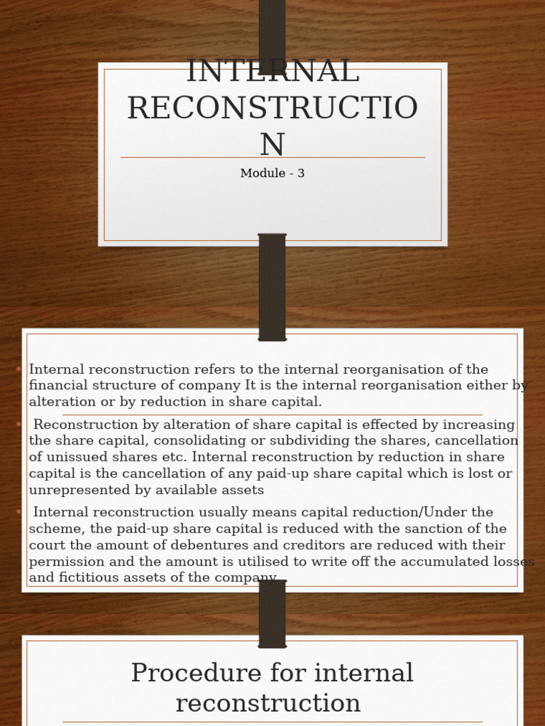Internal Reconstruction | PDF | Liquidation | Corporations