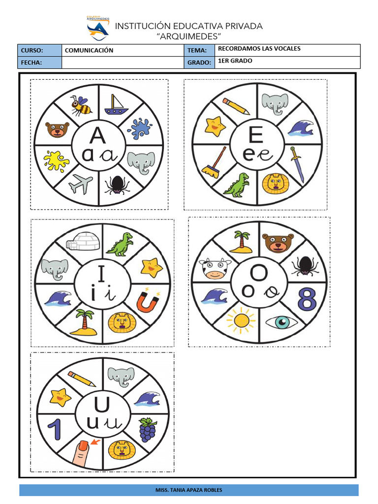 SEMANA 1 - FICHAS DE RECORDAMOS LAS VOCALES | PDF