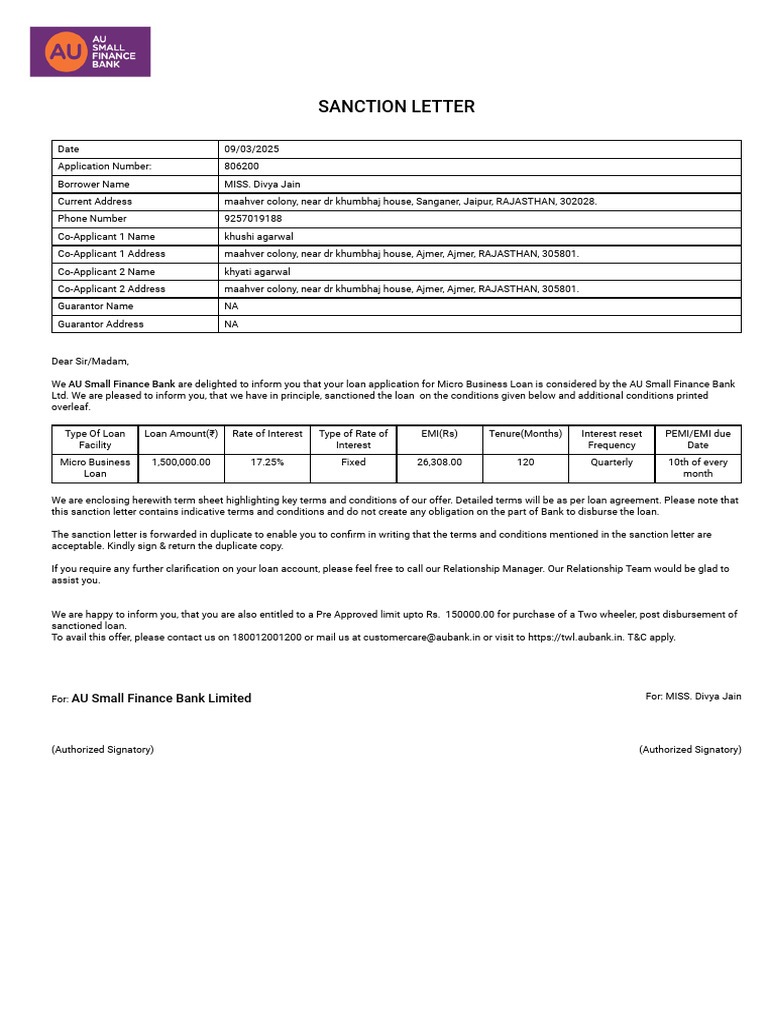 Sanction Letter | PDF | Loans | Mortgages