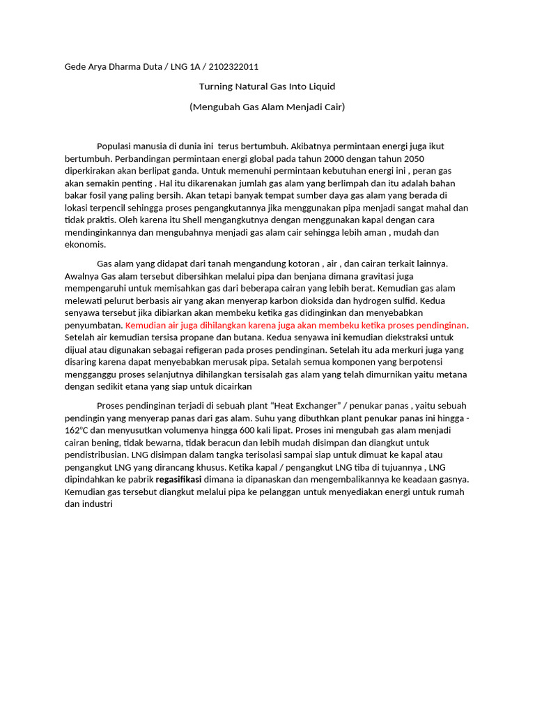 Gede Arya Dharma Duta_2102322011_Turning Natural Gas Into Liquid | PDF | Liquefied Natural Gas ...