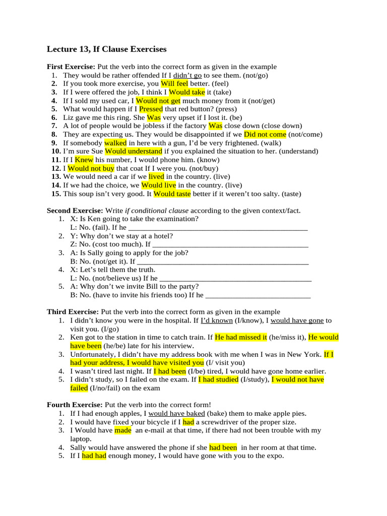Gede Arya Dharma Duta - LNG1A - Lecture 13, If Clause Exercises | PDF | Atmosphere Of Earth