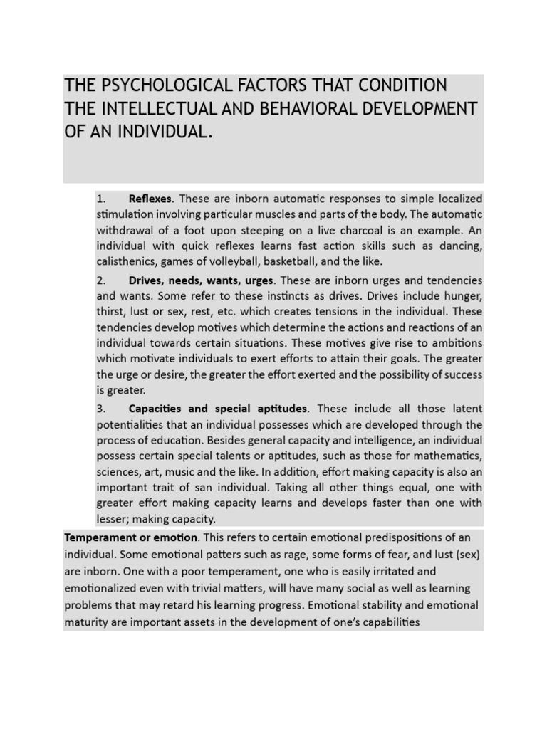 Psychological Factors in Development | PDF